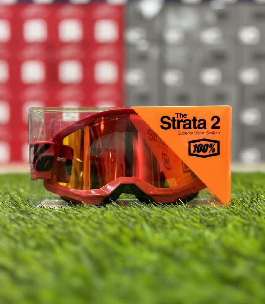 100% Strata 2 Goggle – RED Mirror RED Lens – Race Import